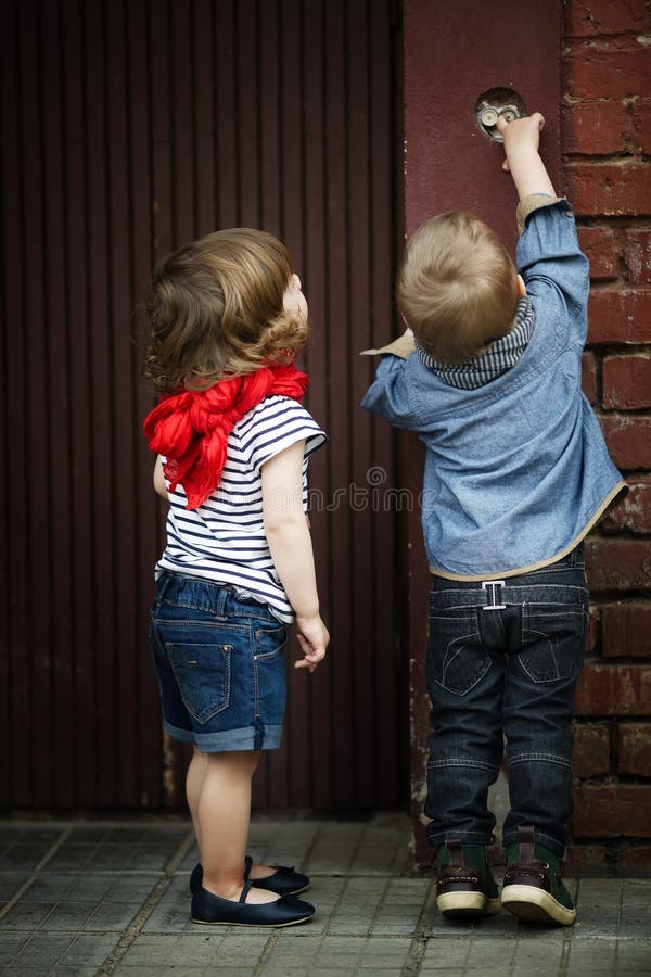 Children Play with Intercom Stock Image - Image of communication, bells ...