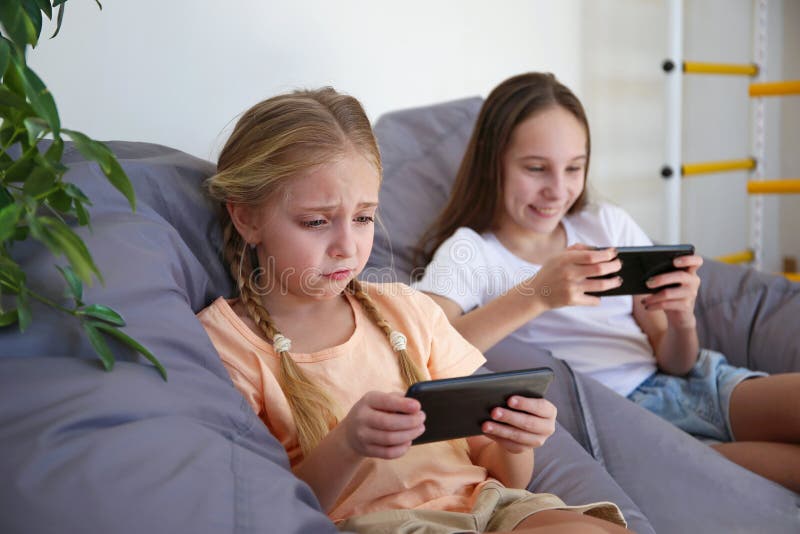 Children Play with a Mobile Phone at Home Stock Photo - Image of ...