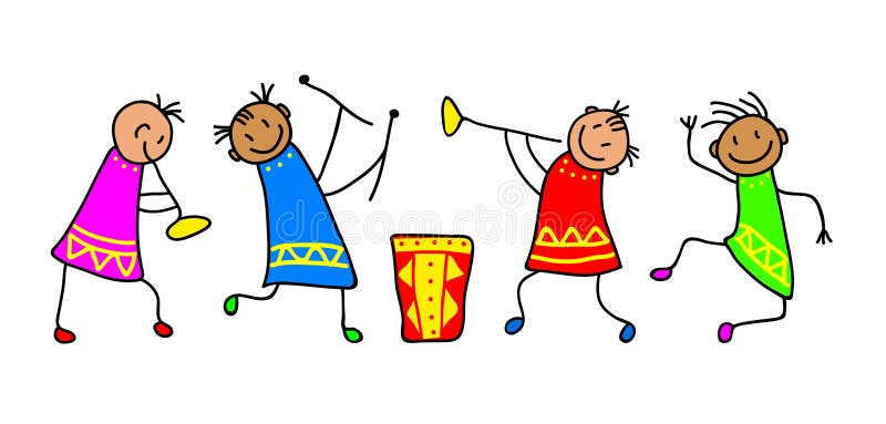 Children Play Musical Instruments and Dance Stock Image - Illustration ...