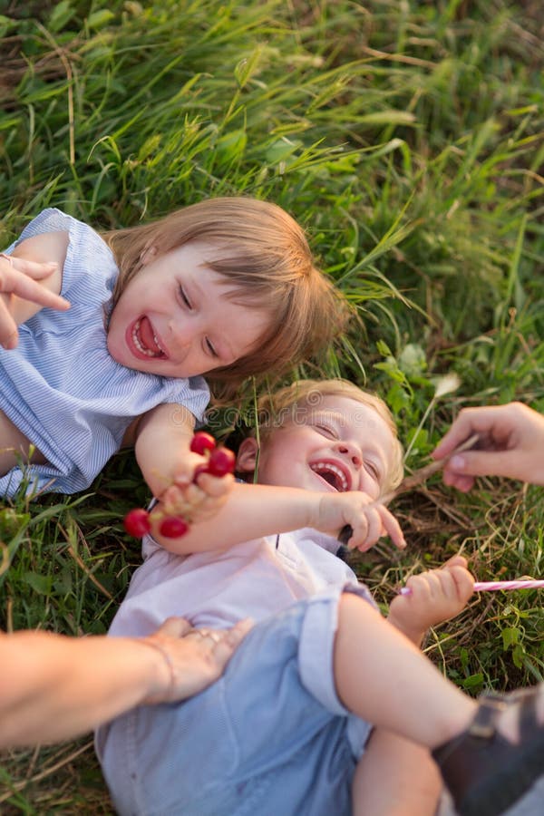 Children play in nature stock image. Image of happiness - 98769985