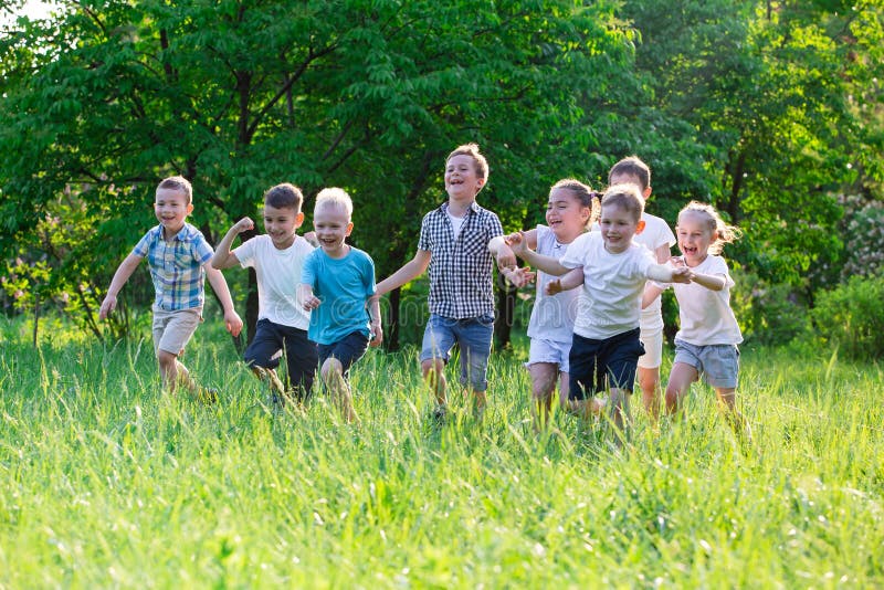 Children Play Outdoors Running and Having Fun Stock Image - Image of ...