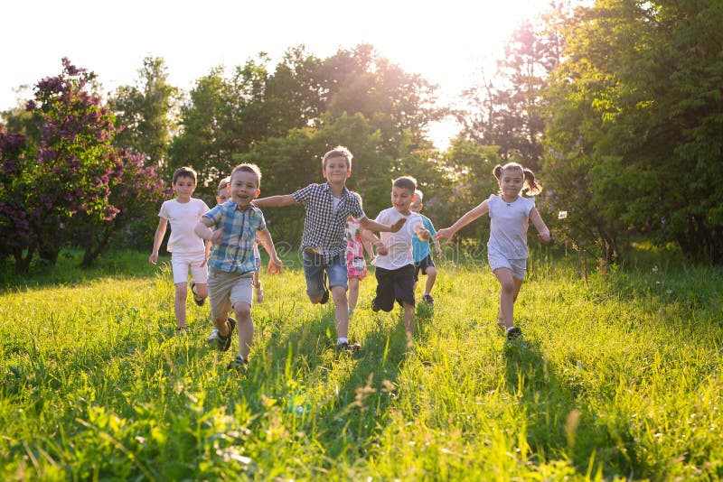 Children Play Outdoors Running and Having Fun Stock Image - Image of ...