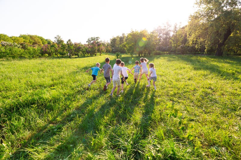 Children Play Outdoors Running and Having Fun Stock Image - Image of ...