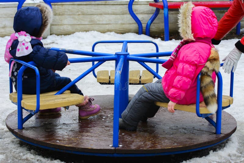 Children Play on the Playground in the Winter Editorial Stock Photo ...