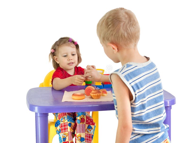 Children play shop stock image. Image of white, sister - 11732399