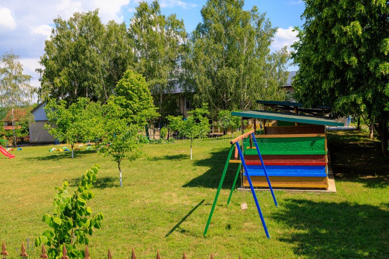 Children Playground. Background with Selective Focus and Copy Space ...