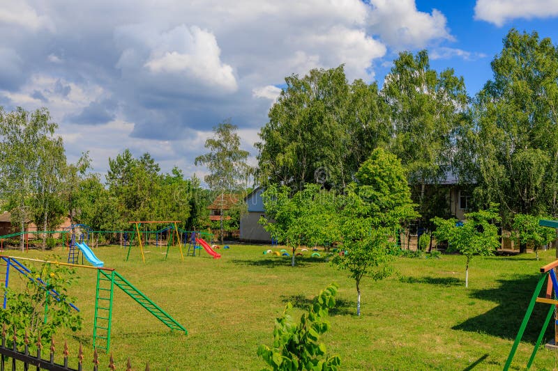 Children Playground. Background with Selective Focus and Copy Space ...