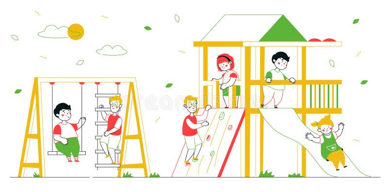 Set of Playground Elements - Modern Vector Cartoon Isolated ... Set of Playground Elements - Modern Vector Cartoon Isolated ...