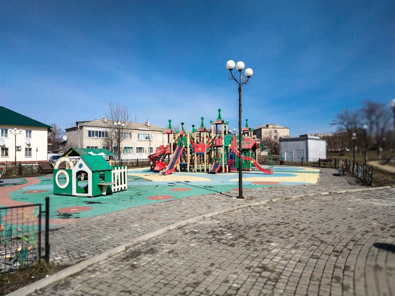 Children Playground. Colourful Children Playground Equipment in Park ...