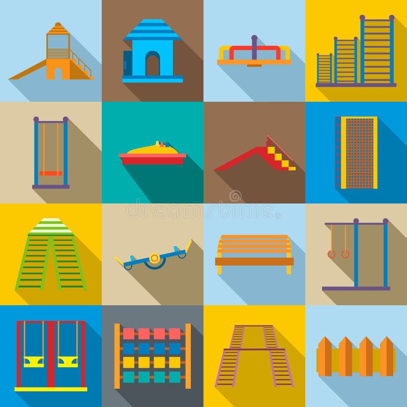 Children Playground Icons Set Stock Vector - Illustration of child ...
