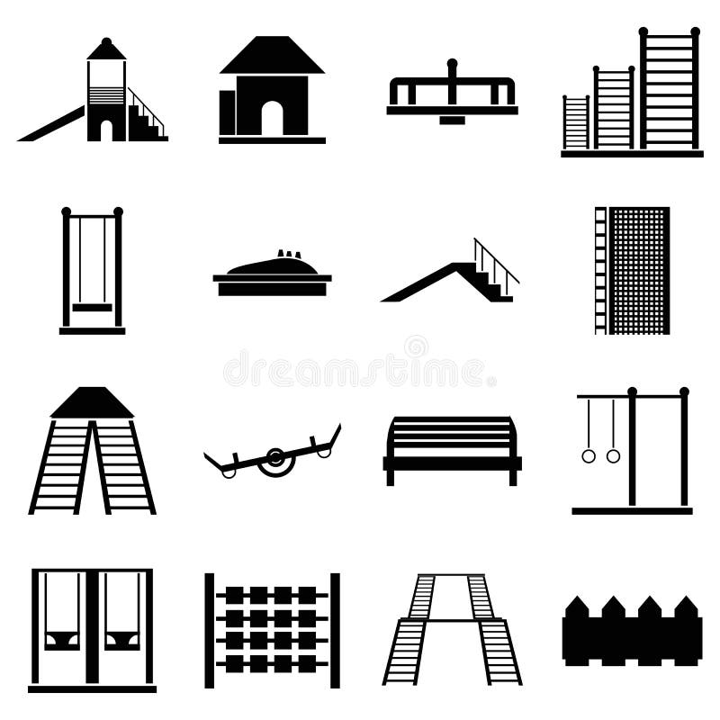 Children Playground Icons Set, Cartoon Style Stock Illustration ... Children Playground Icons Set, Cartoon Style Stock Illustration ...