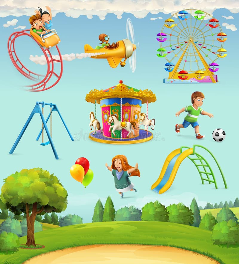 Park, Playground Background Stock Vector - Illustration of landscape ...