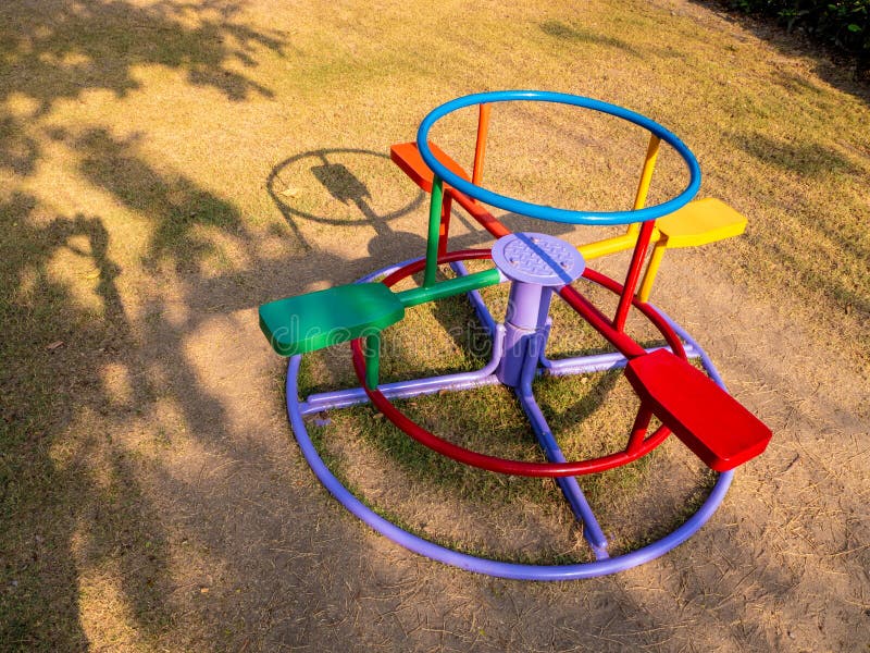 Children Playground Merry-go-round in the Park Stock Image - Image of ...