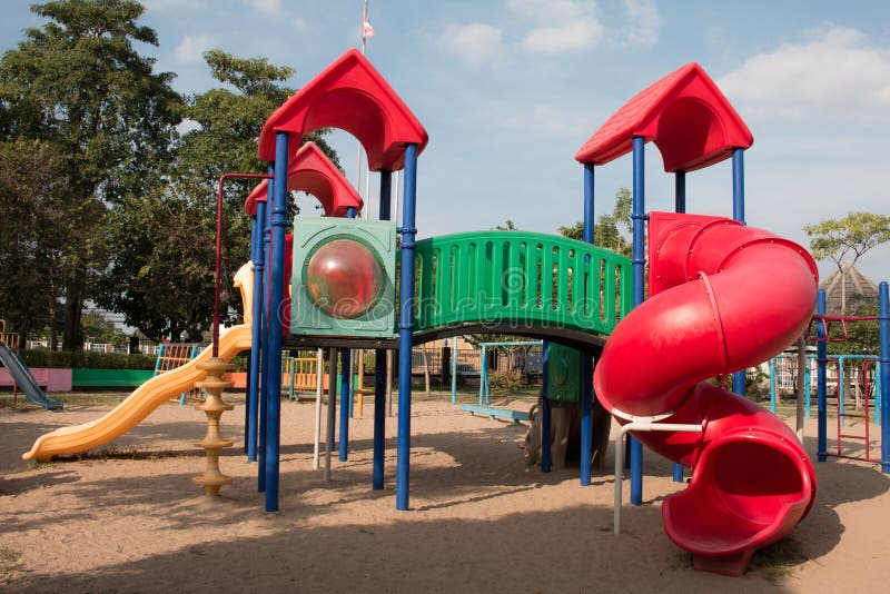 Children Playground In Park Stock Image - Image of playing, park: 64040617