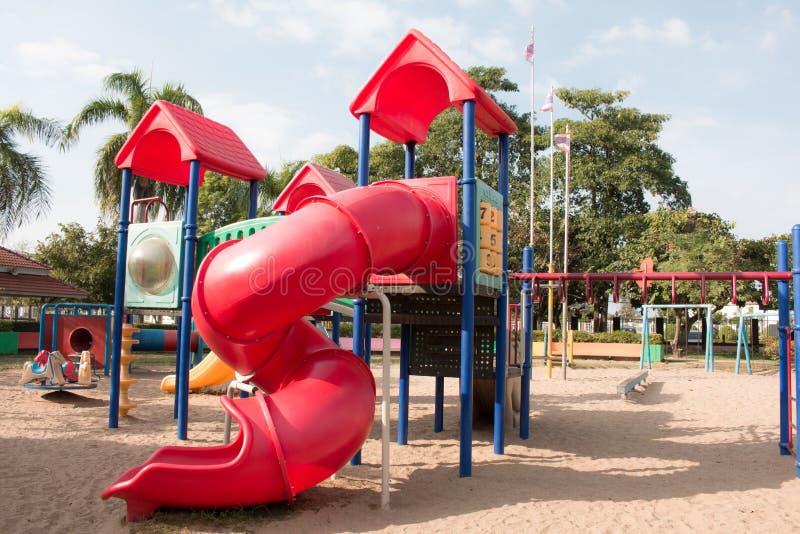 Children Playground in Park Stock Photo - Image of park, pole: 64041026