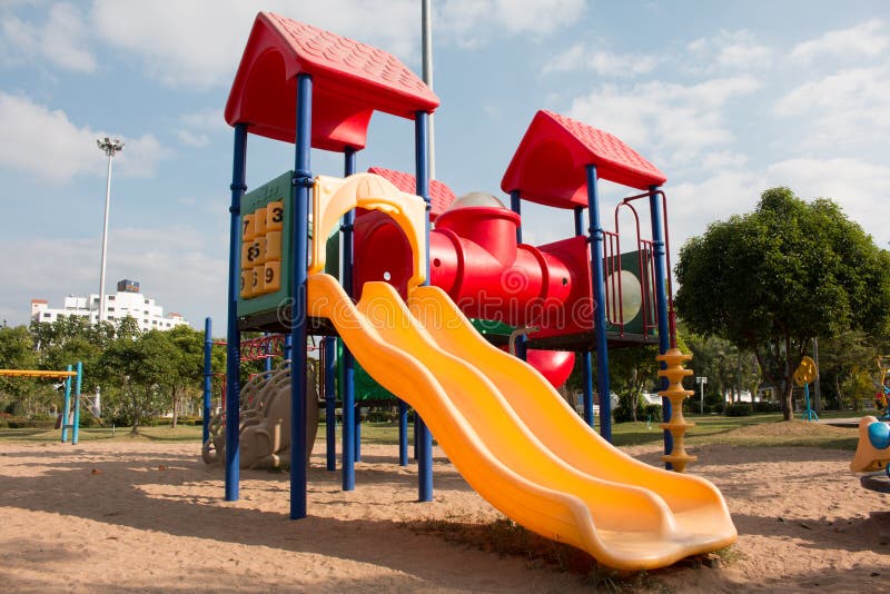 Children Playground in Park Stock Image - Image of climbing, play: 64041183