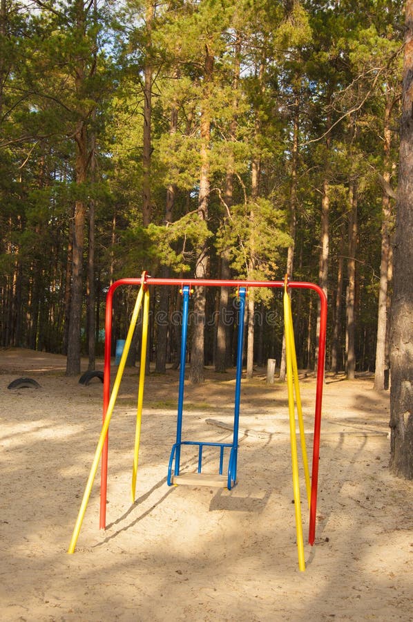 Kids Playground in the Forest Stock Photo - Image of alone, view: 157979304