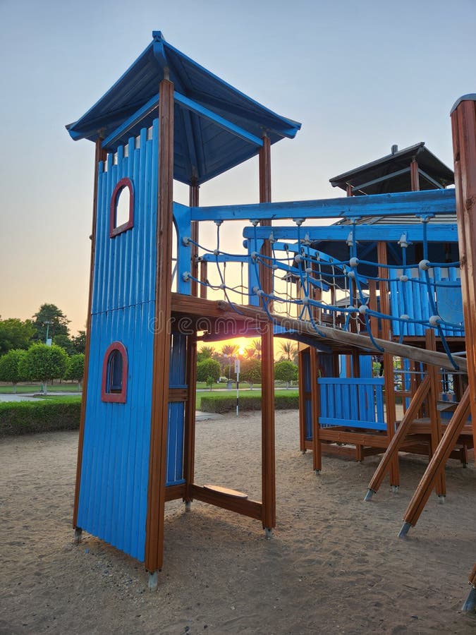Children Playground at Sunset Stock Photo - Image of vacation, city ...