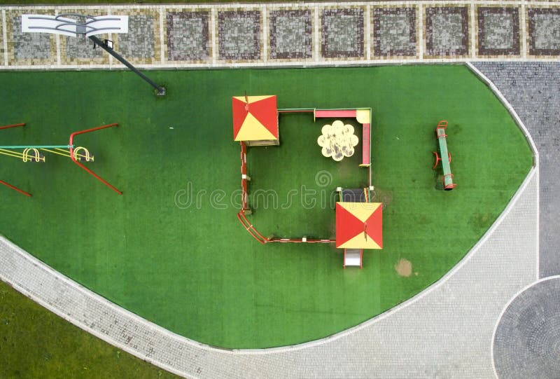 Children Yard, View from Above Stock Image - Image of aerial, color ...