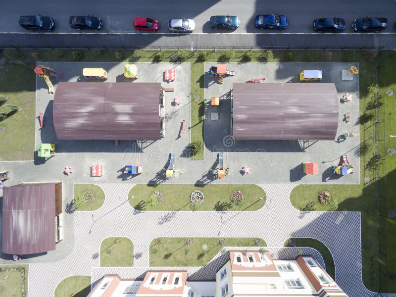Children Yard, View from Above Stock Image - Image of outdoor, drone ...