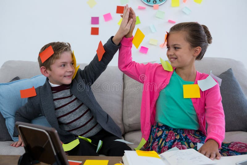 Children Playing As Business People on Sofa Stock Image - Image of girl ...