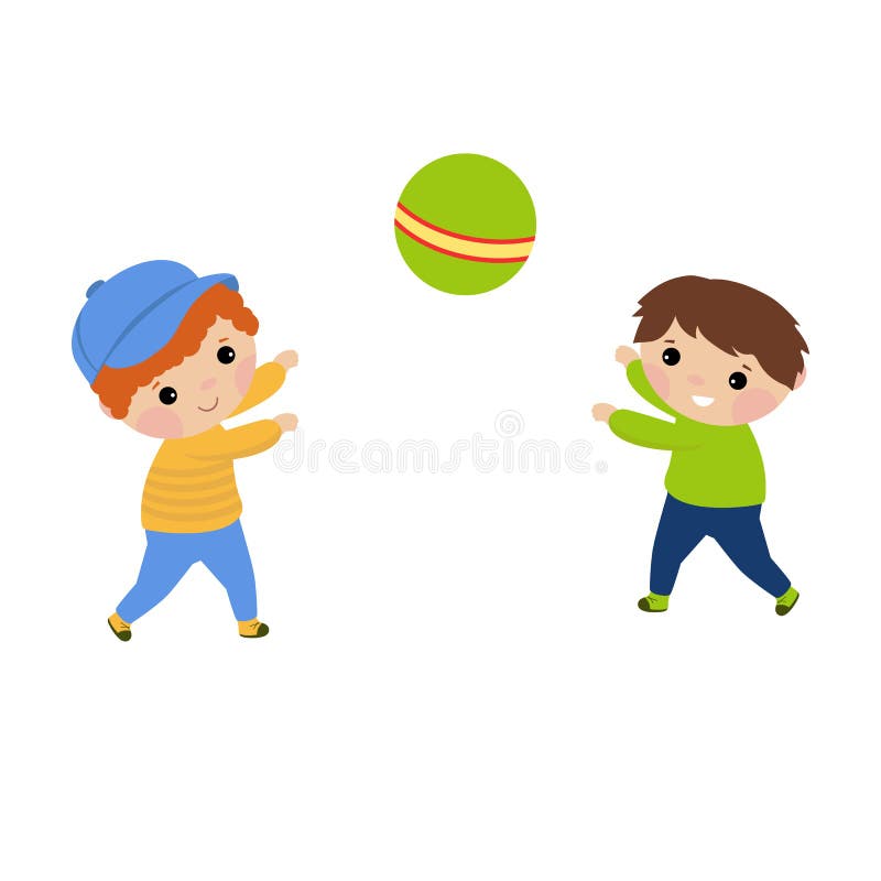 Children Playing with a Ball Stock Vector - Illustration of joyful ...