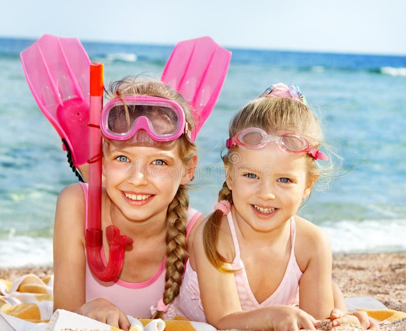 Children playing on beach. stock image. Image of sand - 18796427
