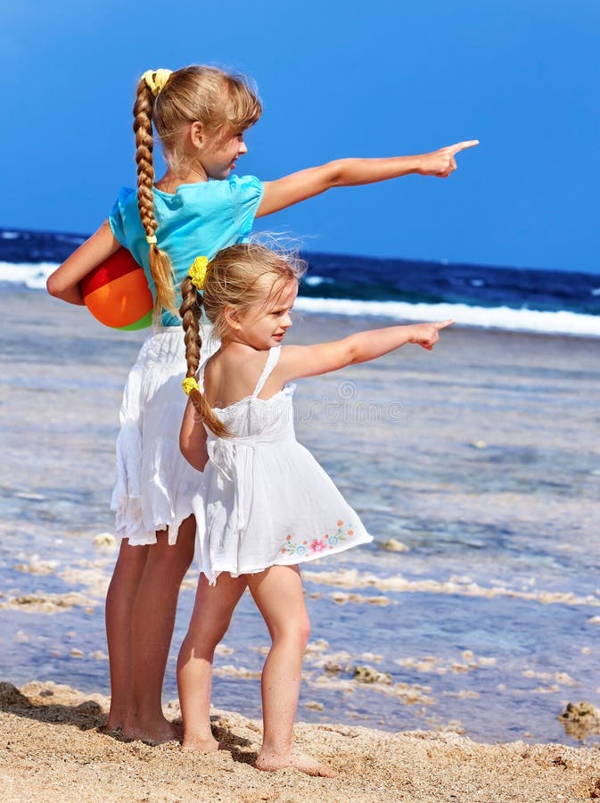 Children Playing Game on Beach. Stock Image - Image of lifestyle ...