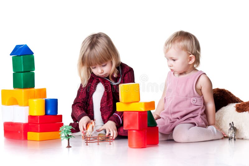 Children Playing with Blocks Stock Image - Image of happy, fantasy ...