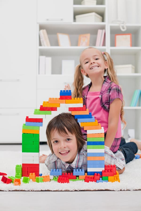 Kids Playing with Wooden Blocks Stock Photo - Image of caucasian ...