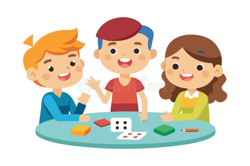 Children Playing Board Games at a Table Stock Vector - Illustration of ...