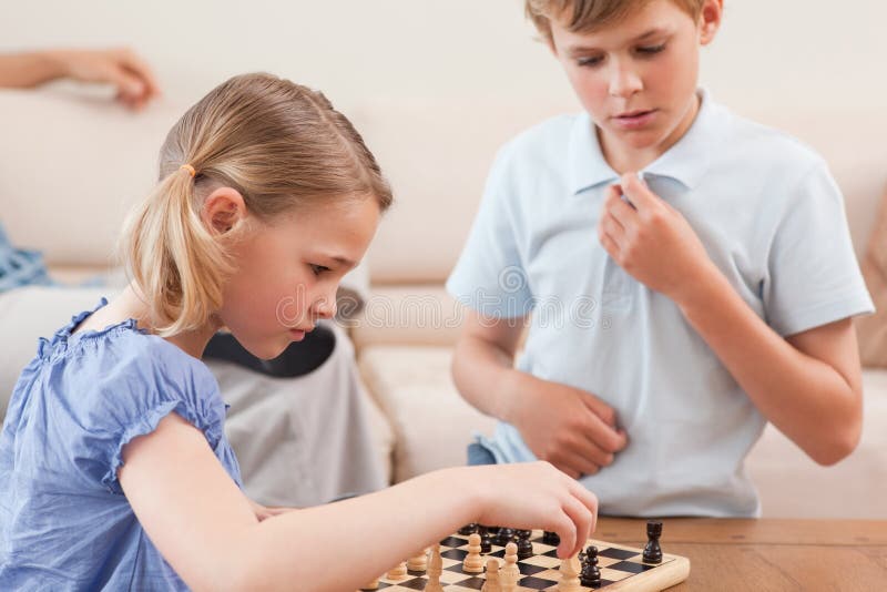 Kids playing Chess stock image. Image of challenge, boys - 45250767