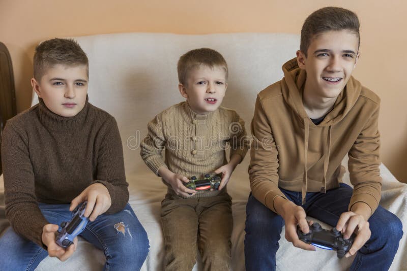 Children Playing on the Console Stock Image - Image of gaming ...