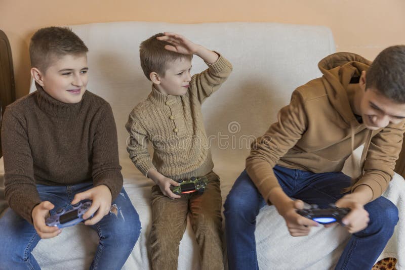 Children Playing on the Console Stock Photo - Image of console, child ...