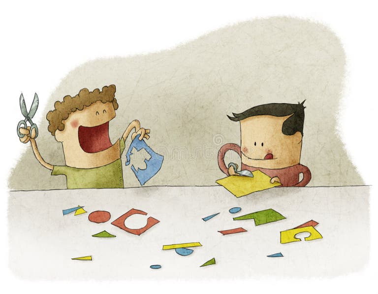 Children Playing Scissors Stock Illustrations – 371 Children Playing ...