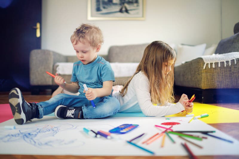 Children are Playing and Drawing. Stock Image - Image of hand, artist ...