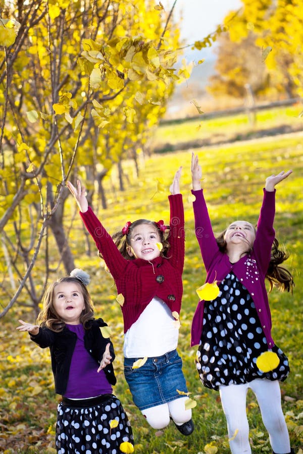 Kids playing in leaves stock image. Image of sunny, throw - 7852223