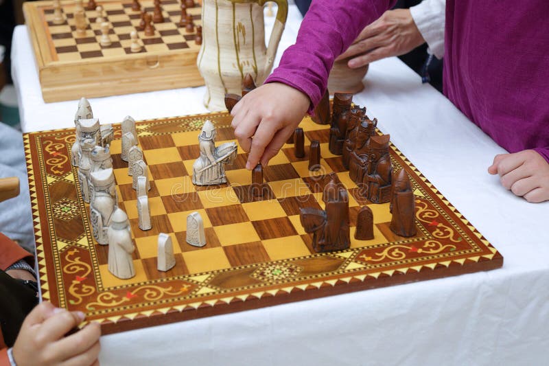 Children Playing a Game of Handmade Chess Stock Image - Image of ...