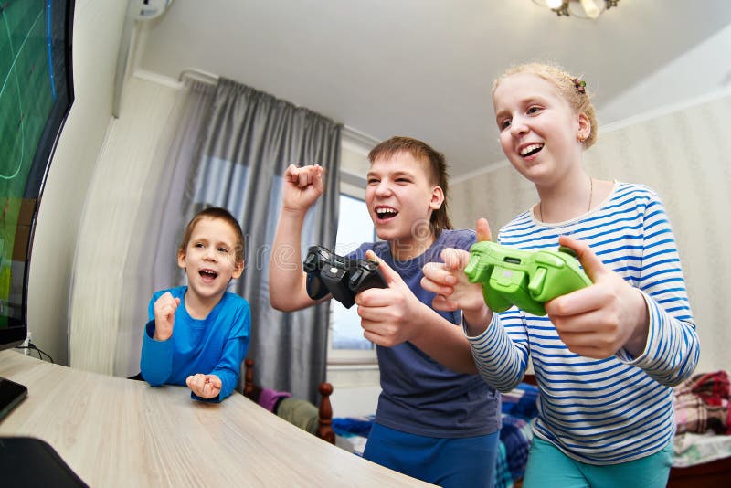 Children Playing on Games Console Stock Image - Image of online, enjoy ...