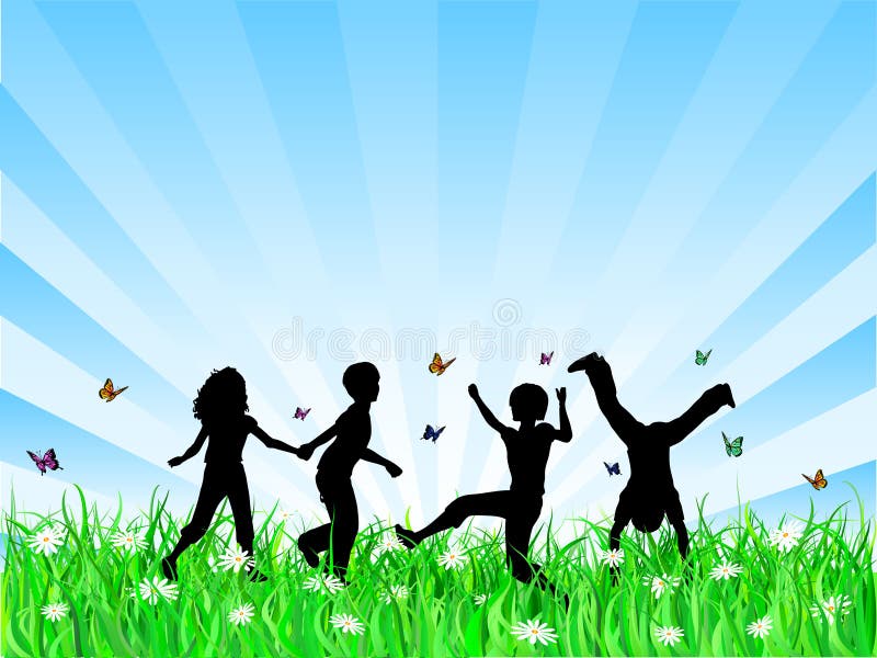 Children Playing Grass Stock Illustrations – 4,528 Children Playing ...