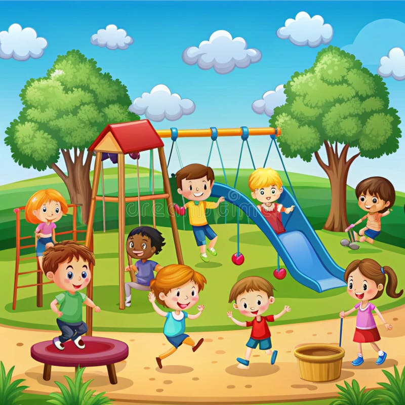Children Playing Happily at a Park Stock Image - Image of friendship ...