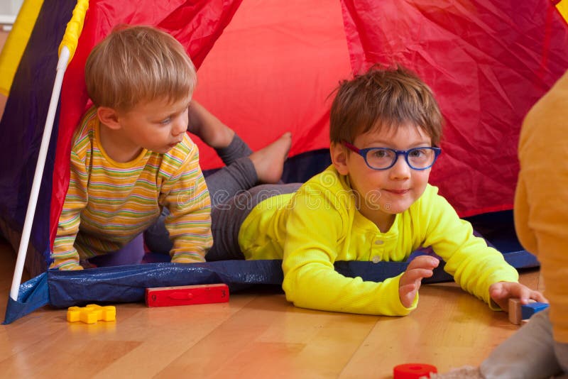 Children playing at home. stock image. Image of cute - 49443365