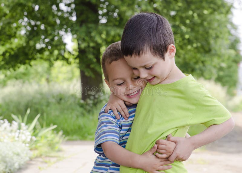 Children Playing and Hugging Stock Image - Image of cuddle, friend ...