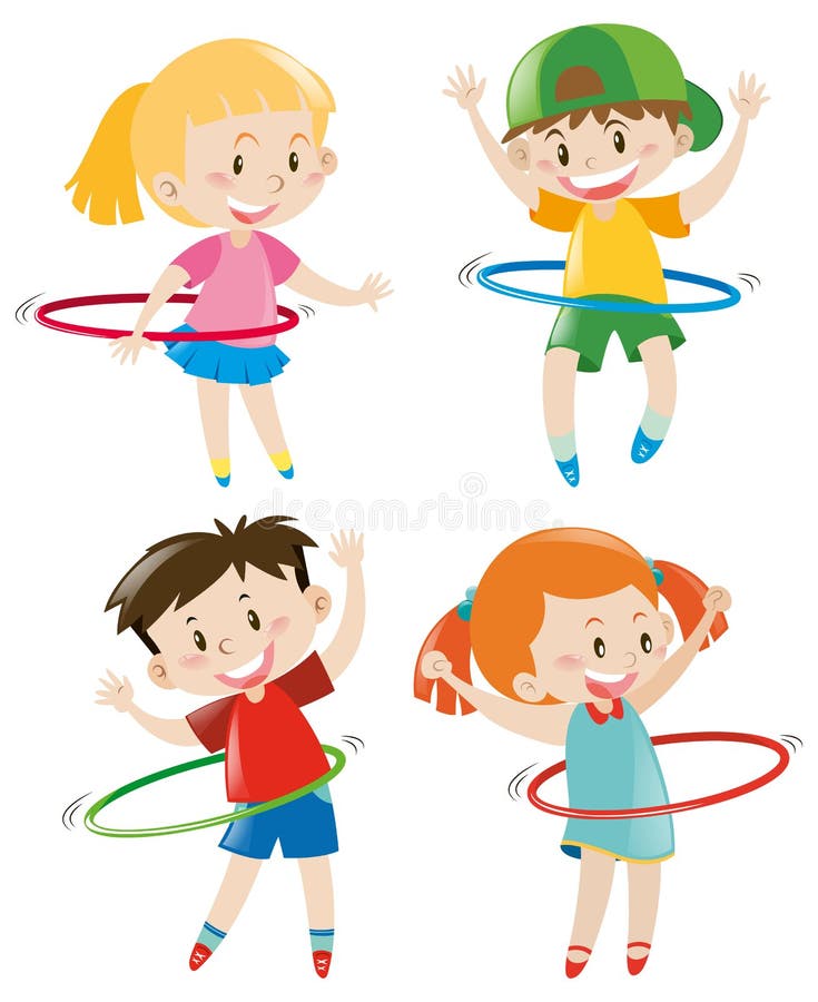 Children Playing Hula Hoops Stock Vector - Illustration of group ...