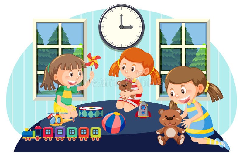 Kids Playing Inside Clipart