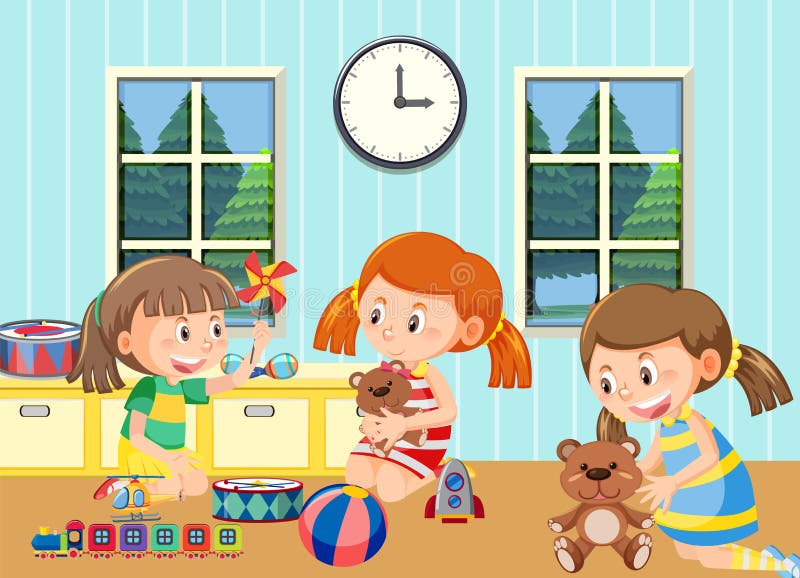 Children Playing Inside the House Stock Vector - Illustration of ...
