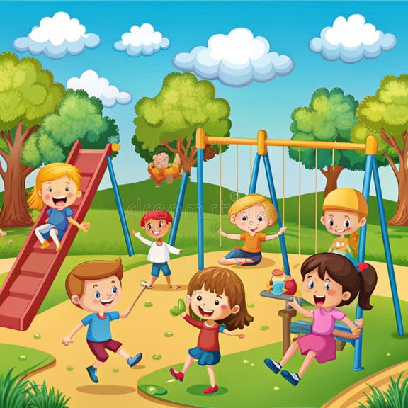 Children Playing Joyfully in a Park Stock Photo - Image of healthy ...