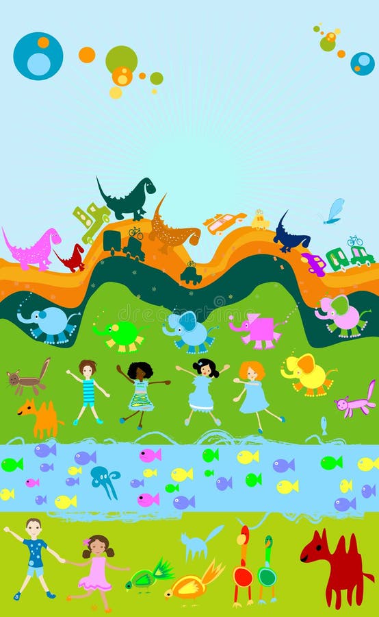 Children Playing, Kids World Stock Vector - Illustration of elephant ...