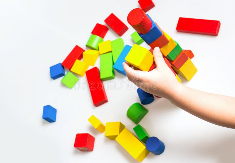 Children Playing Multicolor Toy Blocks Stock Image - Image of child ...