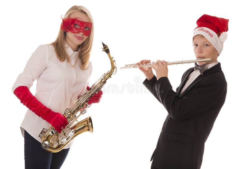 Children Playing Music for Christmas Stock Image - Image of melody ...